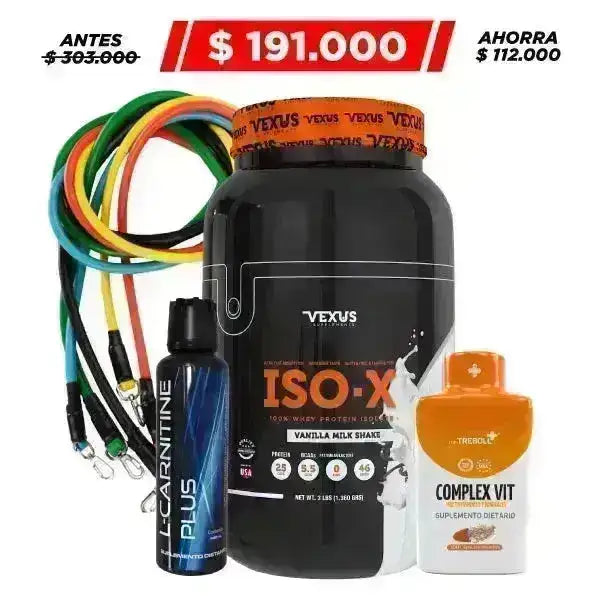 ISO-X 3 lb + Multivitamínico 100 caps + L-Carnitine Plus 500 ml – Zona FIT