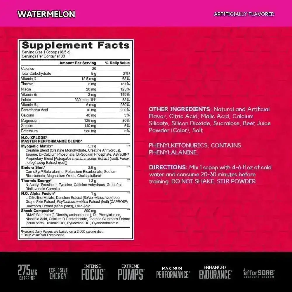 NO Xplode BSN; Suplemento Preentrenamiento para Energía y Rendimiento ...