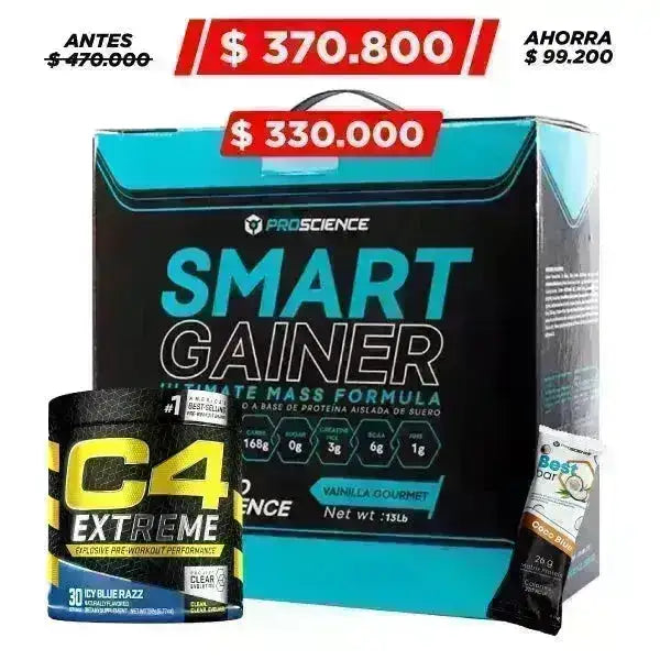 Smart gainer 13 lb + C4 Extreme 30 serv +Best bar – Zona FIT